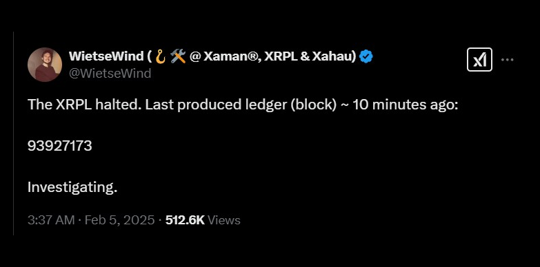 XRP Ledger Experiences Brief Outage But Swiftly Recovers XRP Ledger Experiences Brief Outage But Swiftly Recovers